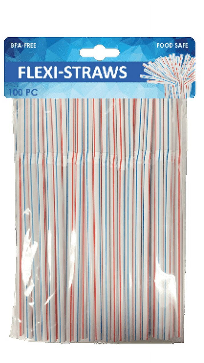 Evri Flexi Straws Red and Blue 100PK - Walmart.com