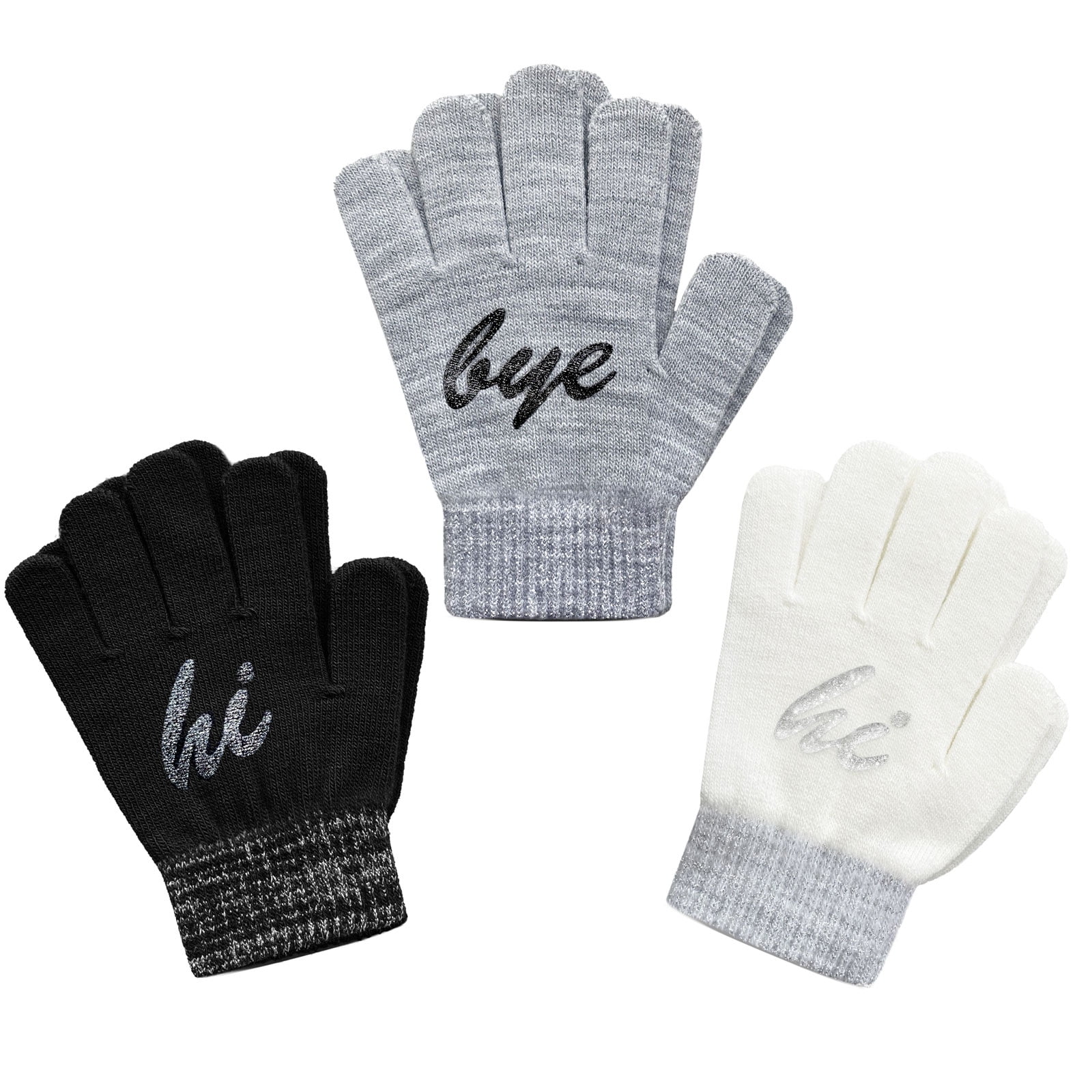 EvridWear Boys Girls Magic Stretch Gripper Gloves 3 Pair Pack, Kids ...