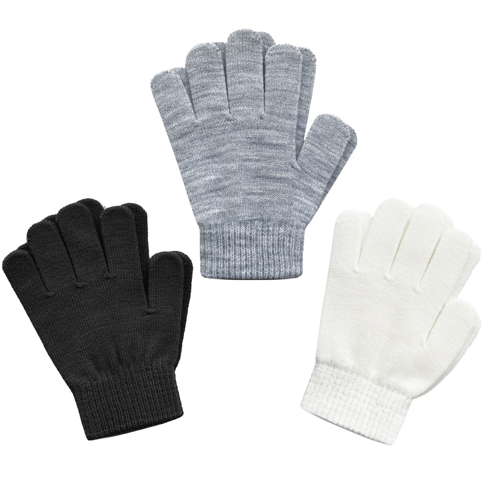 EvridWear Boys Girls Magic Stretch Gripper Gloves 3 Pair Pack, Kids ...