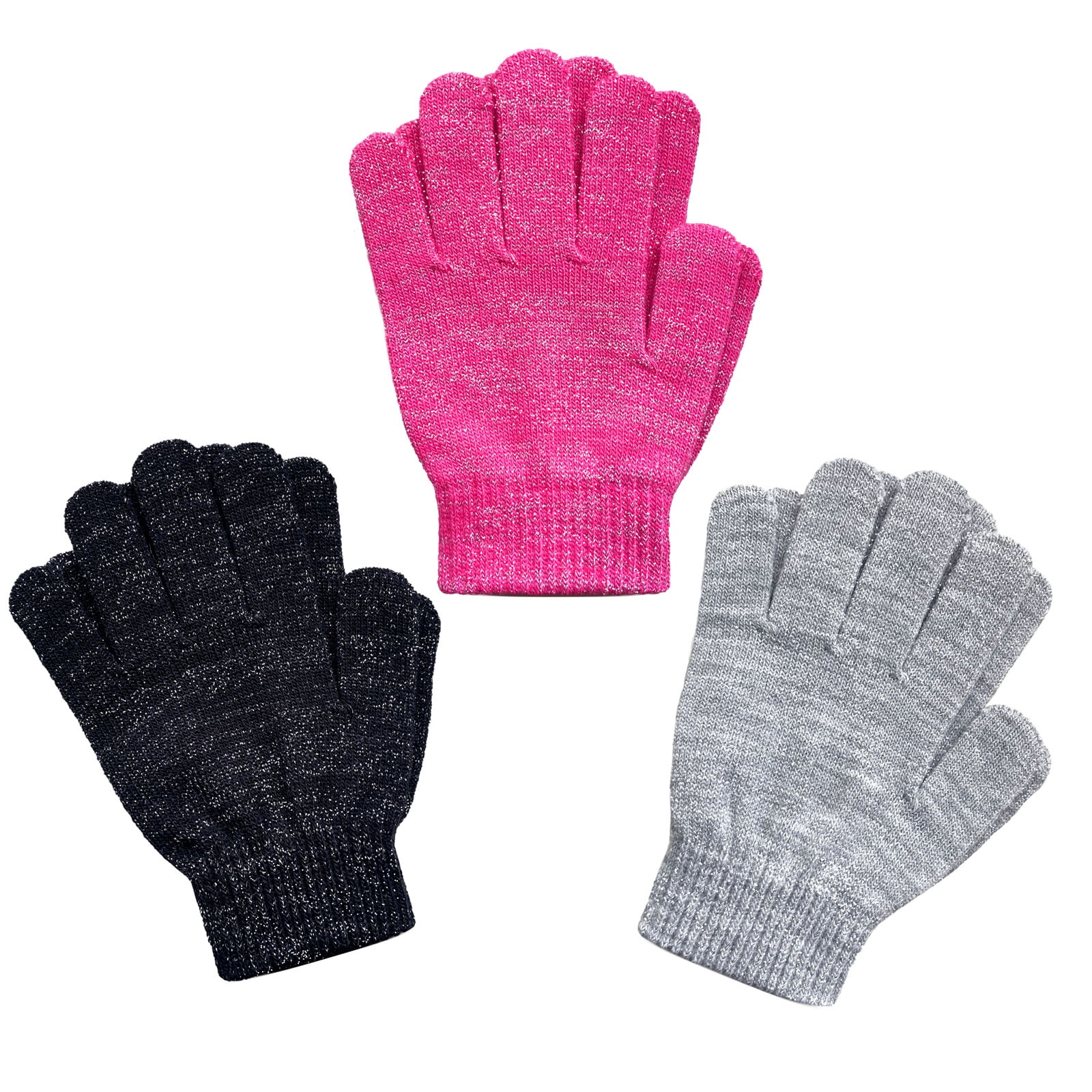 EvridWear Boys Girls Magic Stretch Gripper Gloves 3 Pair Pack, Kids ...