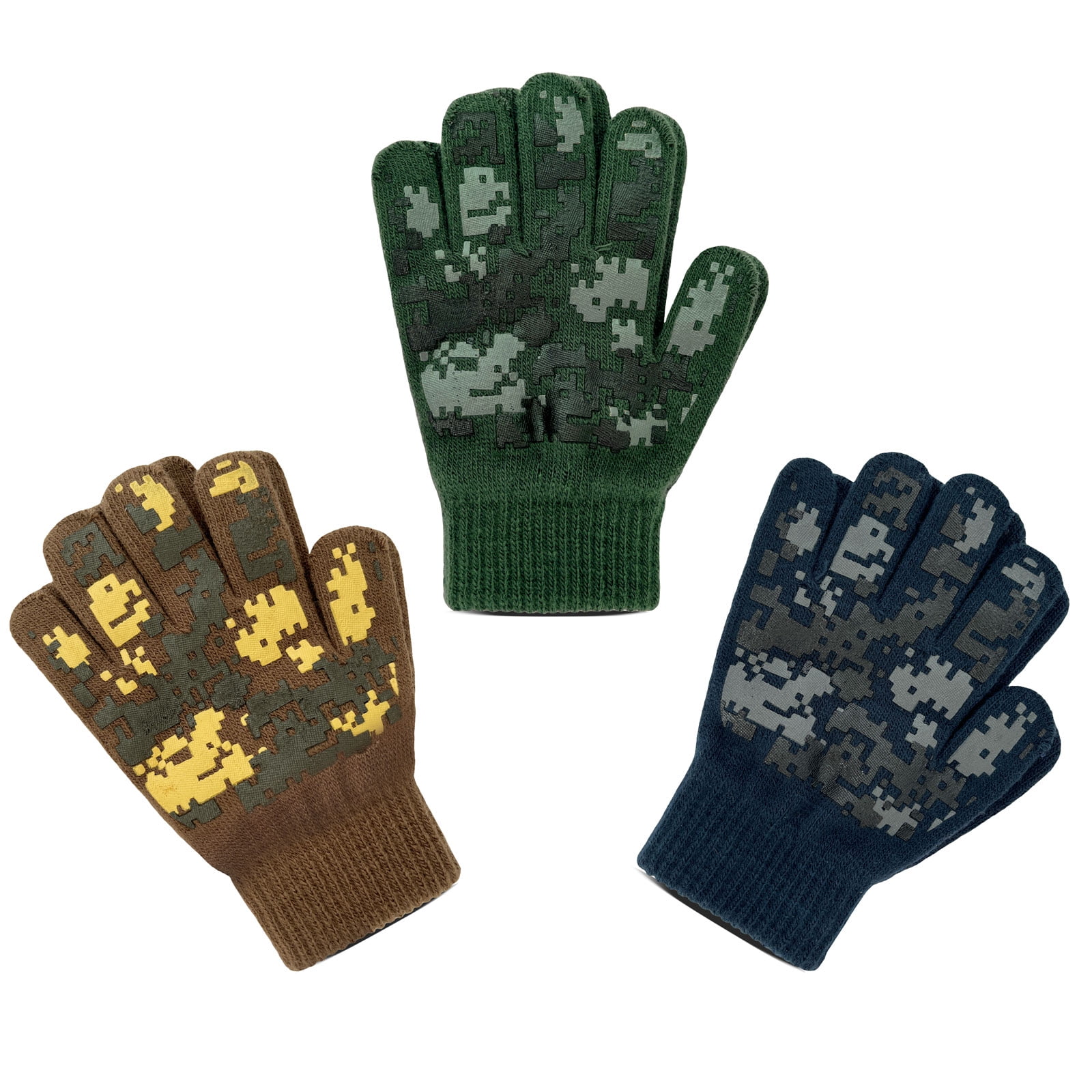 EvridWear Boys Girls Magic Stretch Gripper Gloves 3 Pair Pack, Kids ...