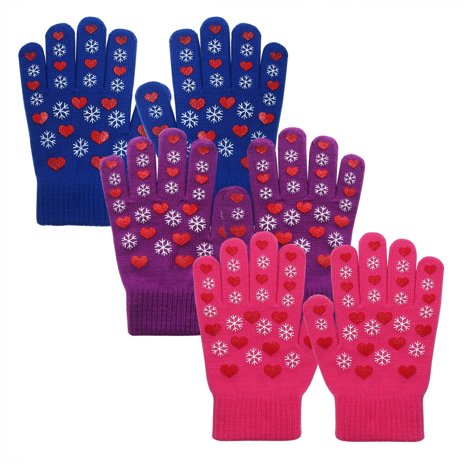 EvridWear Boys Girls Magic Stretch Gripper Gloves 3 Pair Pack ...