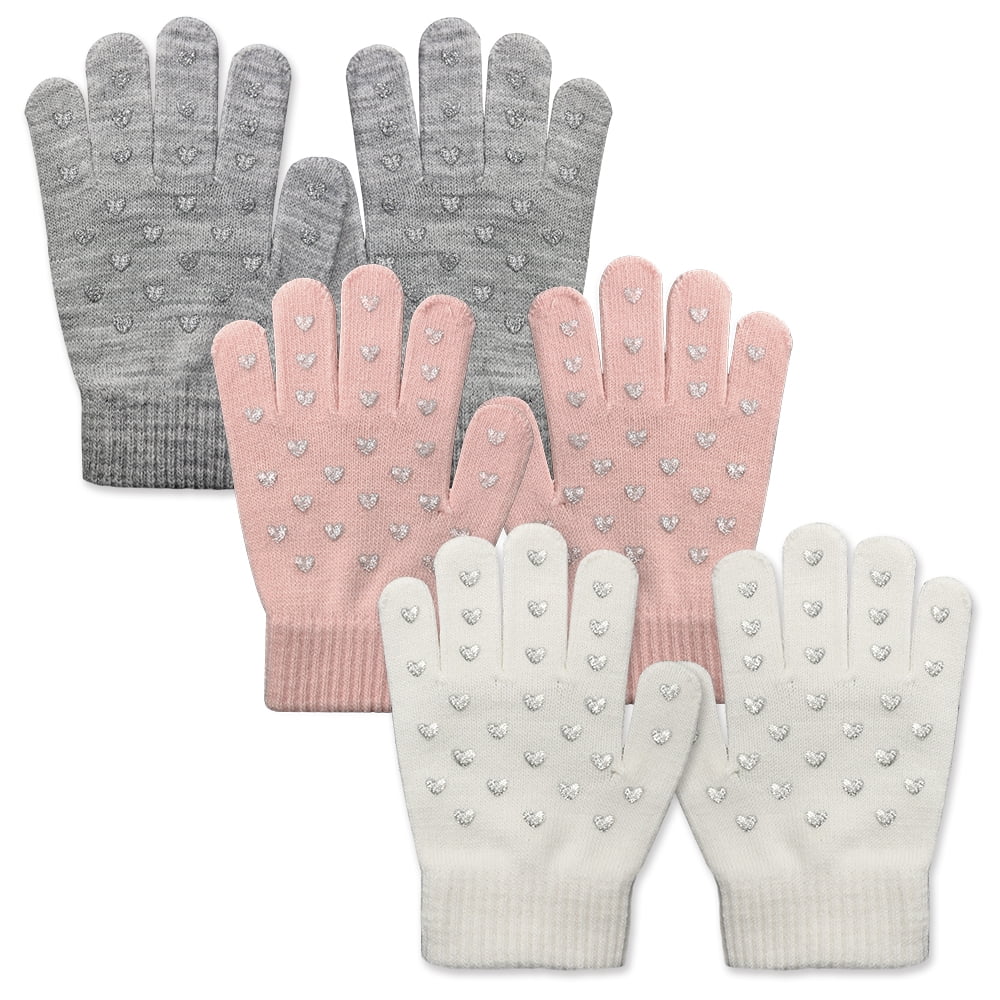 EvridWear Boys Girls Magic Stretch Gripper Gloves 3 Pair Pack (Sweet ...