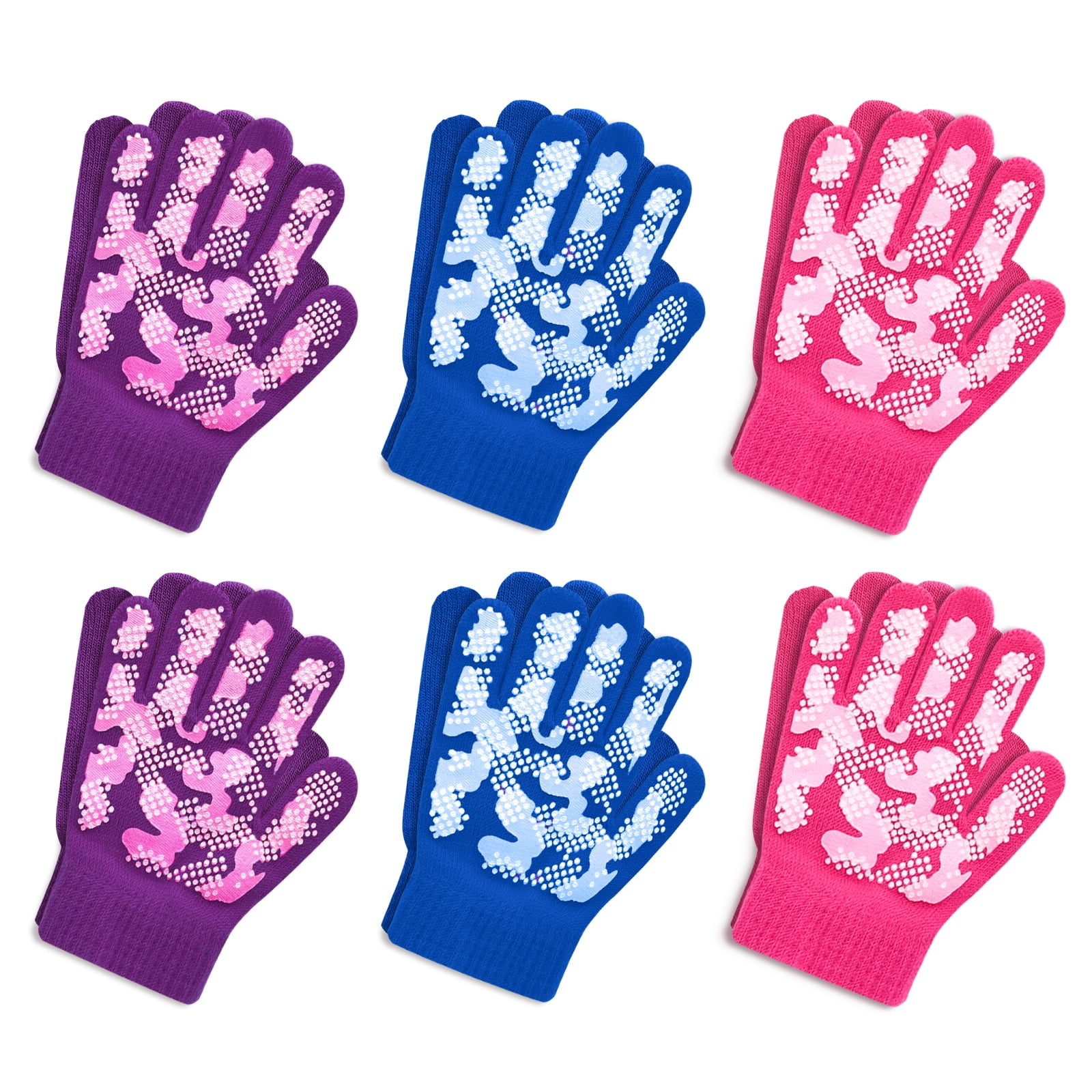 EvridWear Boys Girls Magic Stretch Gripper Gloves 6 Pairs Assortment ...