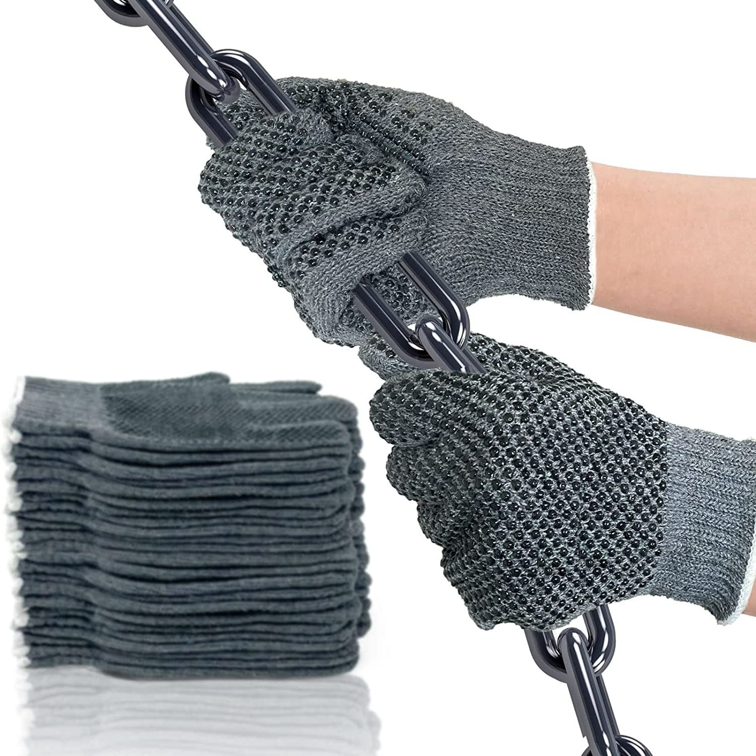 Evridwear Cotton Non Cut Work Gloves Anti Slip Grip Dots Ambidextrous Use For Yard