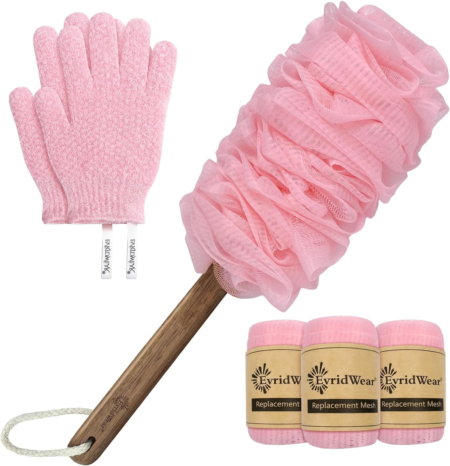 EvridWear Loofah on a Stick Bath Sponge Back Scrubber for Shower Women ...