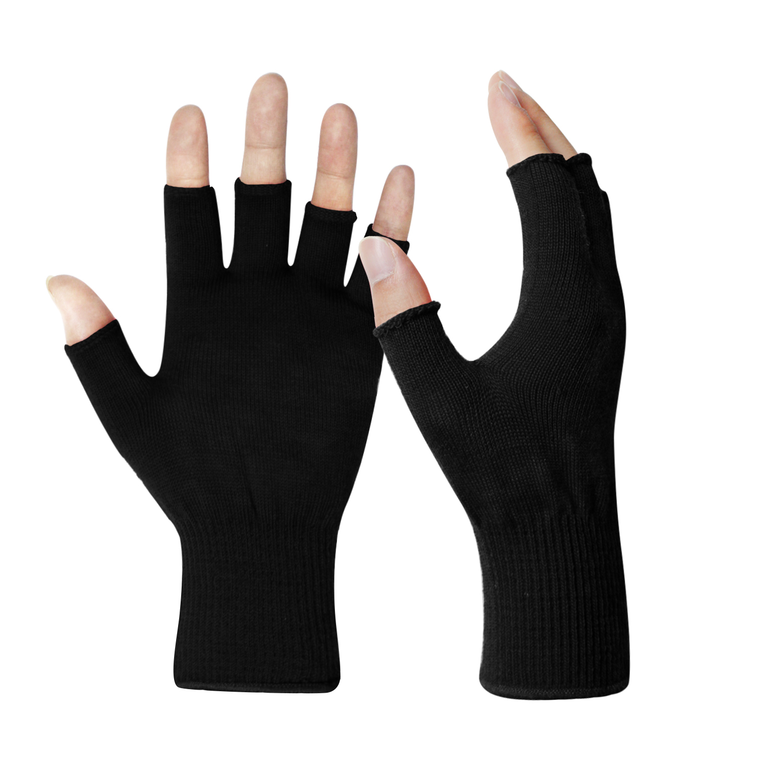 EvridWear Unisex Men Women Merino Wool String Knit Liner Fingerless ...