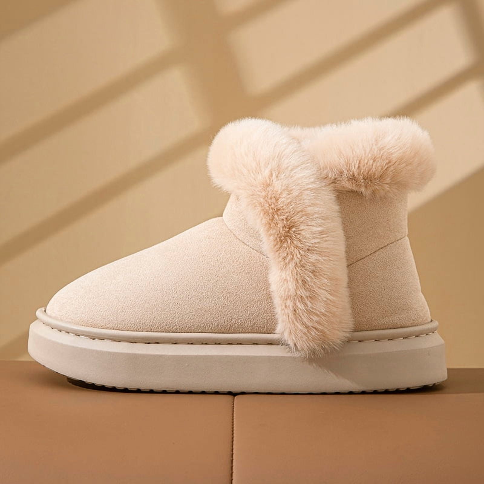 Evshine Winter Fur Fluffy Snow Boots For Women Warm Plush Lined Cotton ...