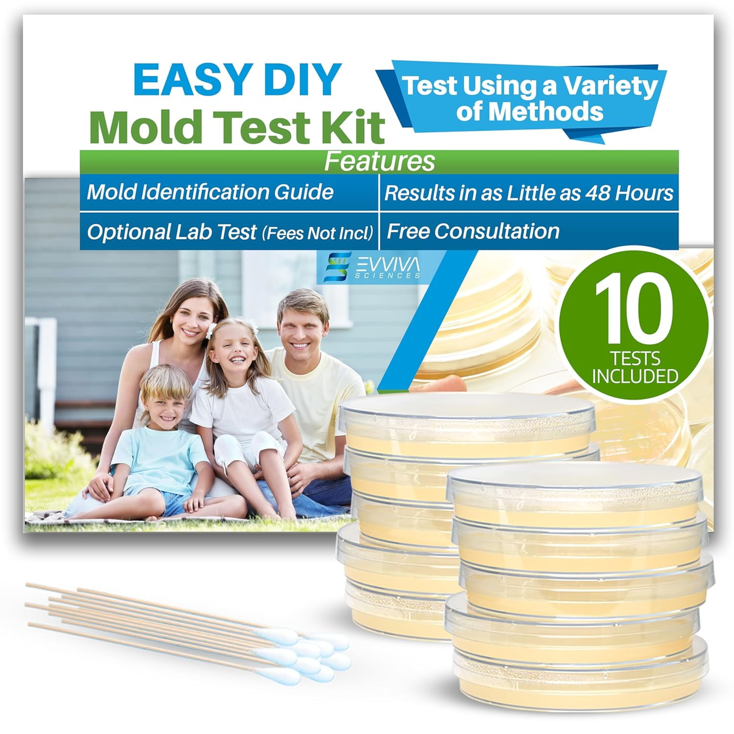 Evviva Sciences Mold Test Kit for Home 10 Easy Detection Tests w ...