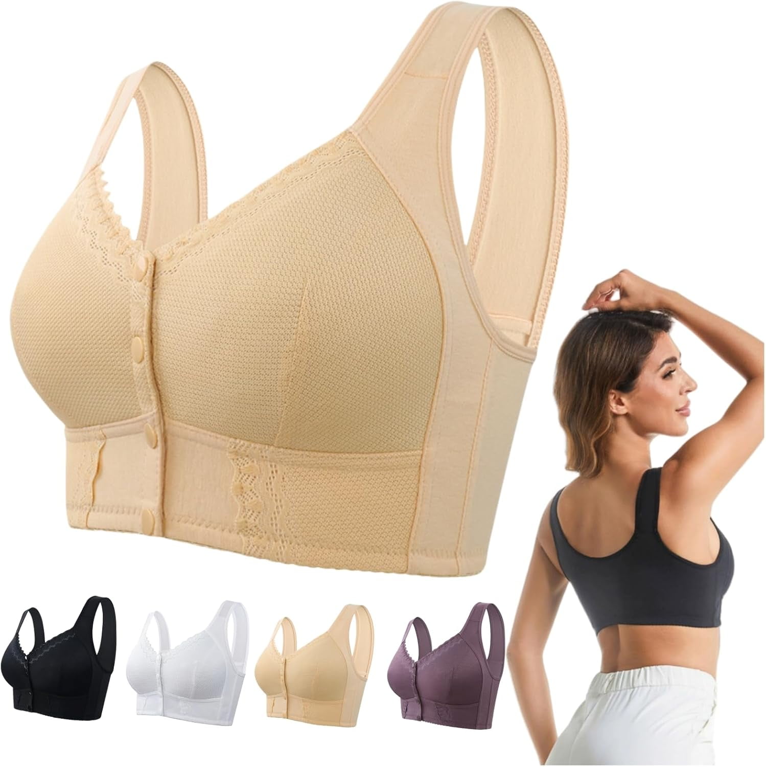 Evybliss Bra, Evybliss Moona Bra,Moona Bra- Front Closure Breathable Bra for Seniors - Walmart.com