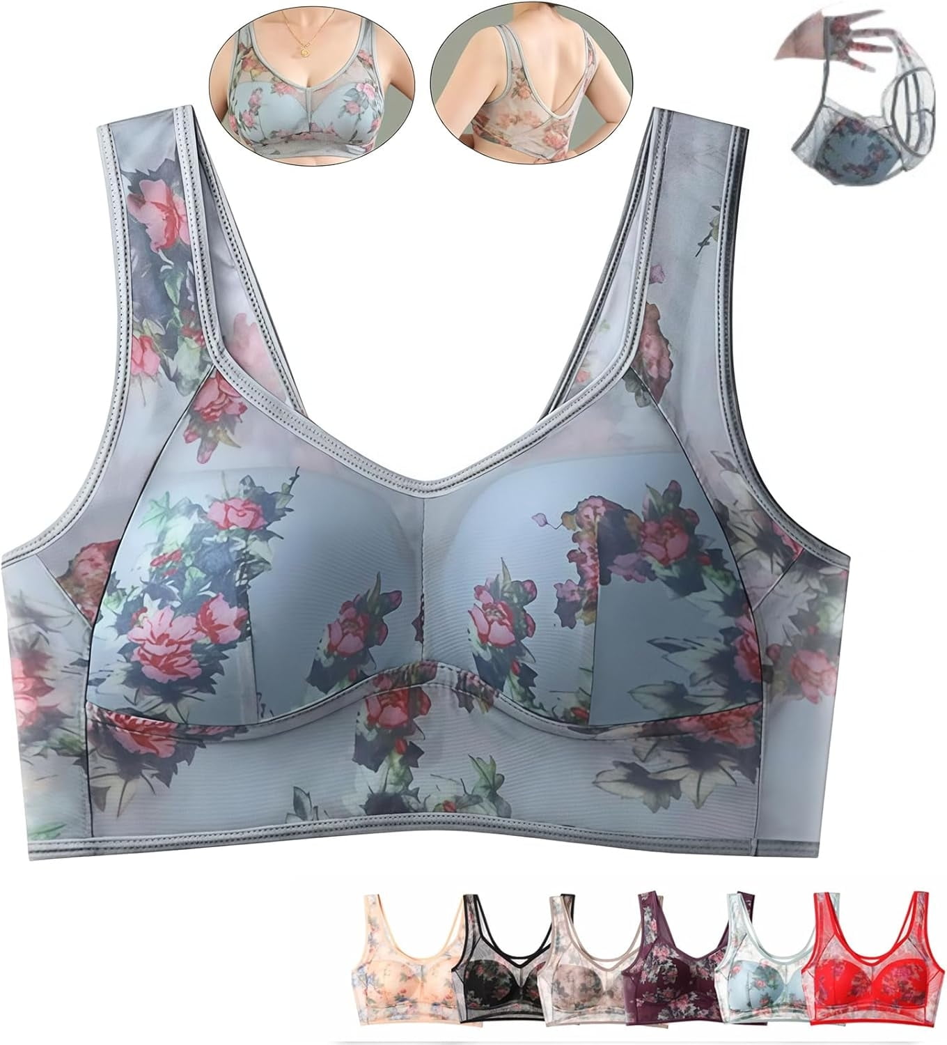 Evylady Ice Silk Bra, ElleBloom - Soft Silk Lace Everyday Comfort Bra ...