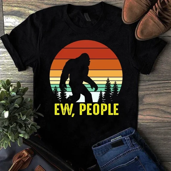 Ew People Bigfoot Camping Retro Vintage Royal Blue/ Black... Tshirt ...