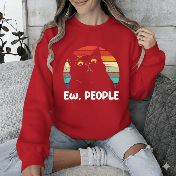 Ew People Black Cat Funny Introvert Sarcastic Feline Lover Humor ...