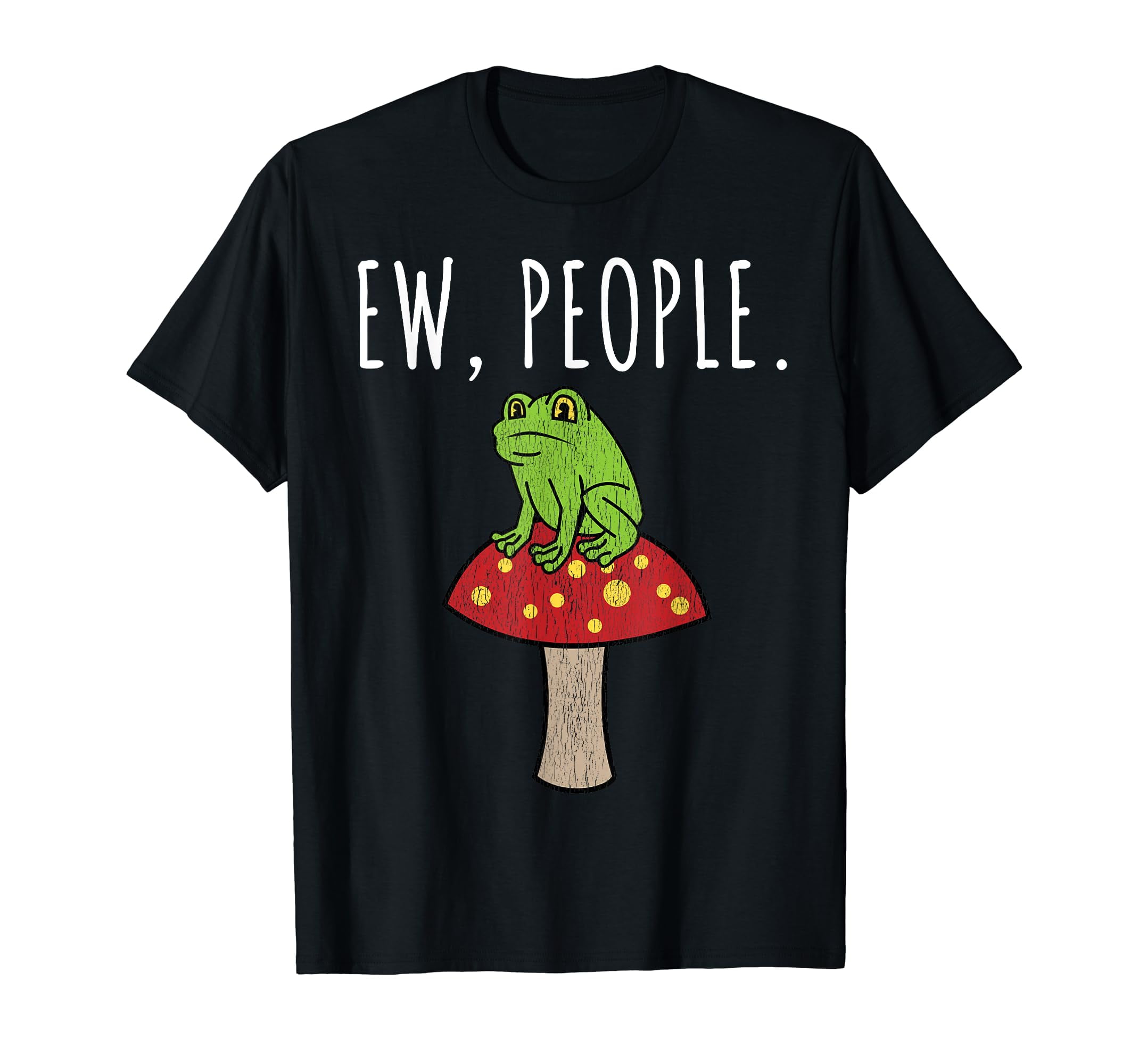 Ew People Frog Mushroom Cotton T-Shirt Black - Walmart.com