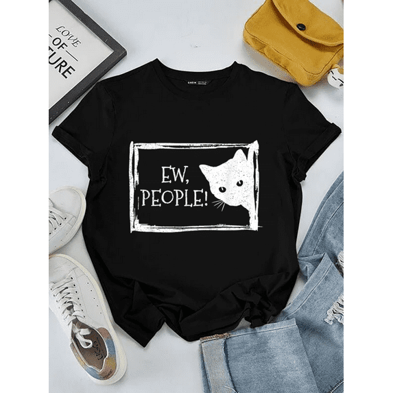 Ew People Funny White Cat Meowy opposed Social Cat Lover up to Size 5XL ...