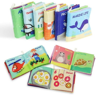 Newborn Toys, High Contrast Baby Books with Teether, Tummy Time Toys ...