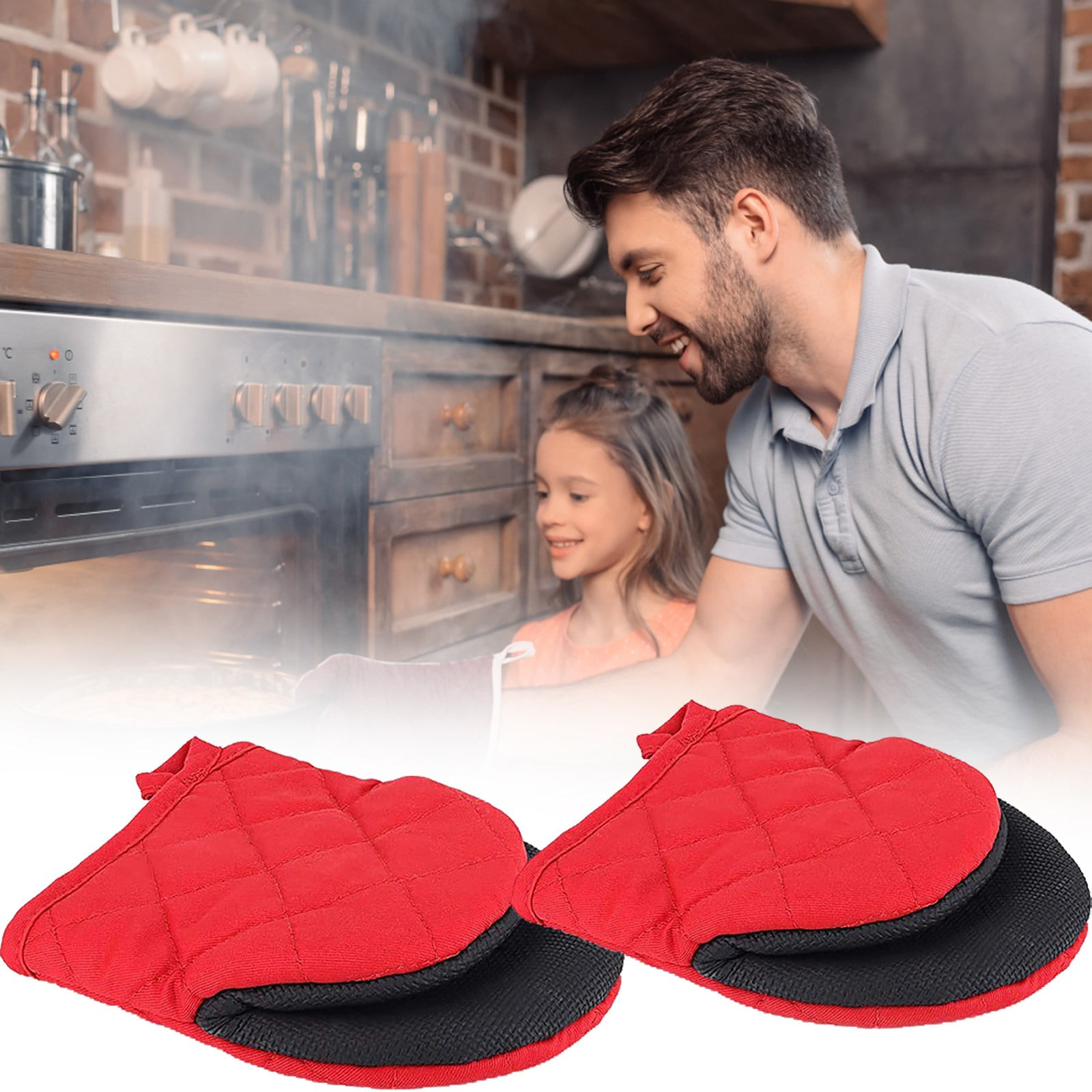 Ewgqwb Clearance 1 Pair Short Oven Mitts, Heat Resistant Silicone ...