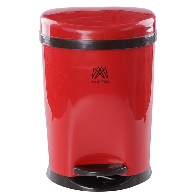 Ewingger 10 Liter Plastic Step Trash Can, Round Foot Pedal Garbage Can ...