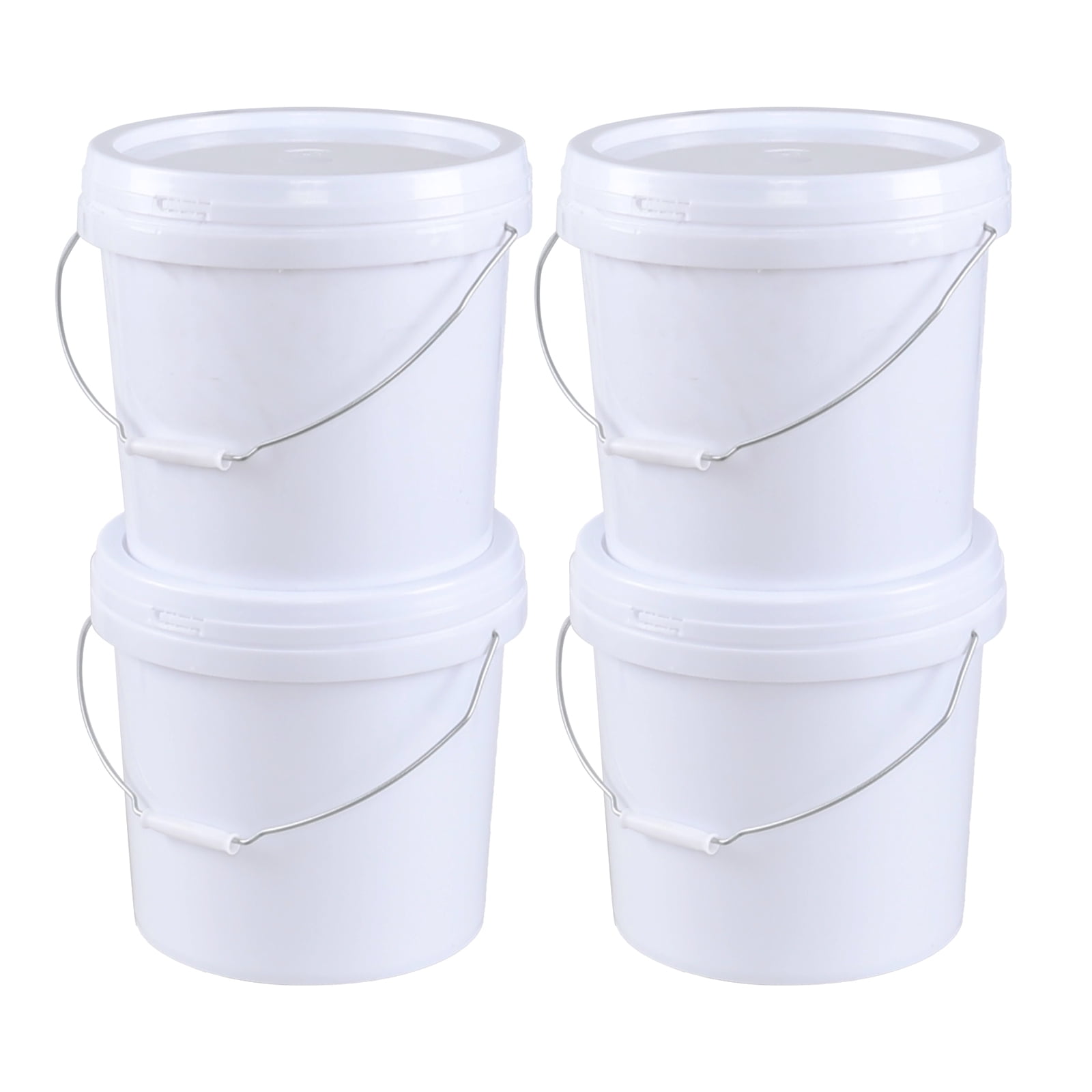 Ewingger 4 Gallon Plastic Round Bucket Pail with Lid, 4-Pack Food ...