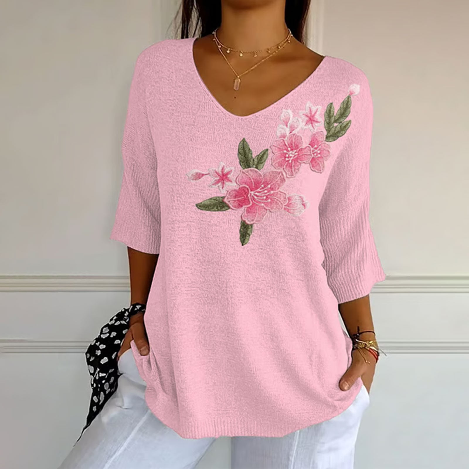 Ewisvgh Women's Breast Cancer Awareness Print Shirt, Breast Cancer ...