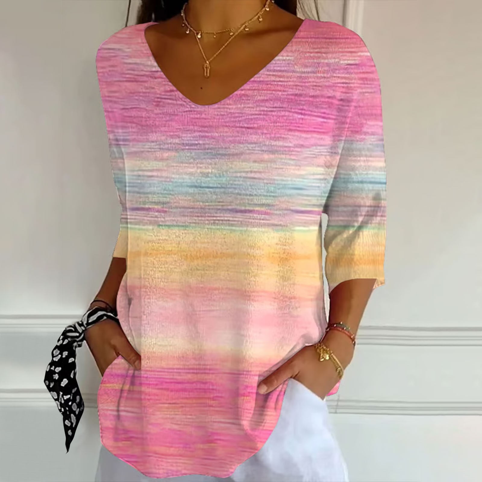 Ewisvgh Women's Breast Cancer Awareness V Neck Tee, Breast Cancer ...