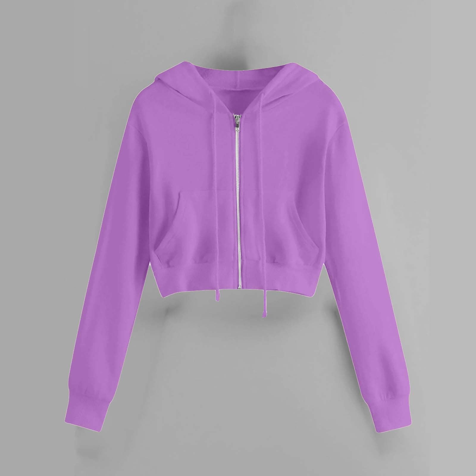 Ewisvgh Women's Cotton Zipper Pocket Hooded Sweatshirt, Zipper Pocket ...