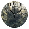 Floral Stained Glass Round Wall Clock Battery Operated Silent Non ...