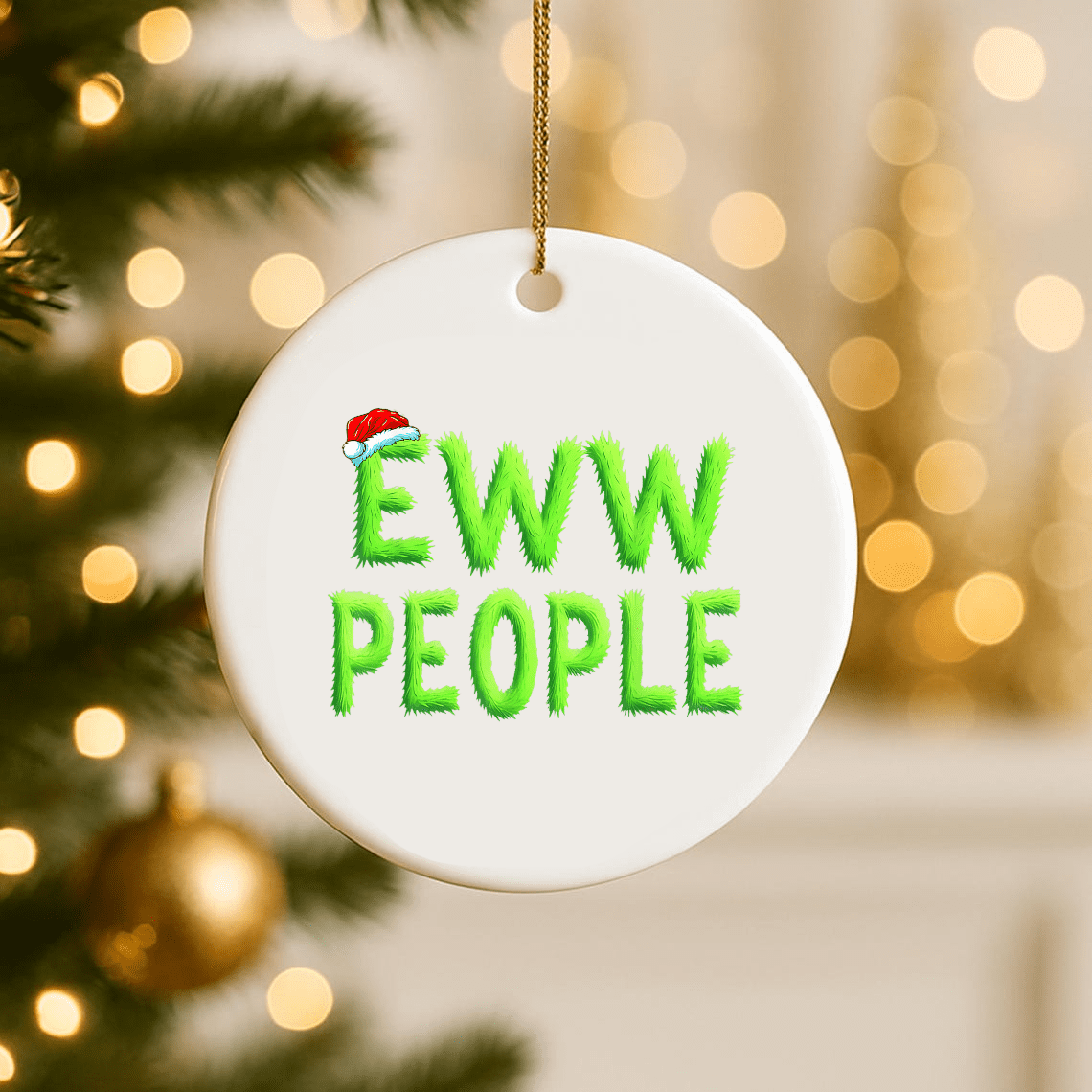 Eww People Jolly Man Hat Green Funny Noel Ornament 2D FLAT Ceramic ...