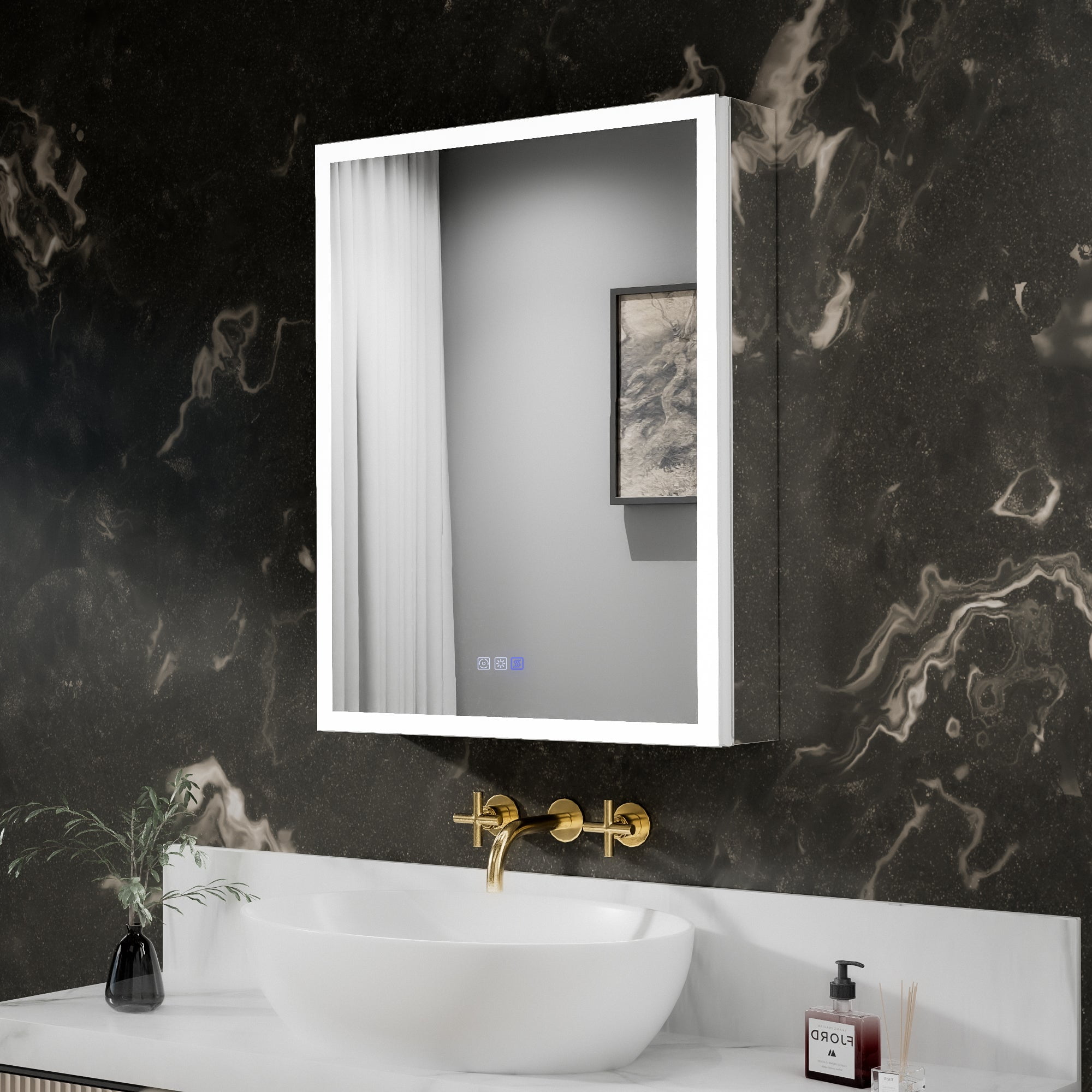 ExBrite 24"W x 30"H LED Medicine Cabinet with Anti-Fog, Stepless Color ...