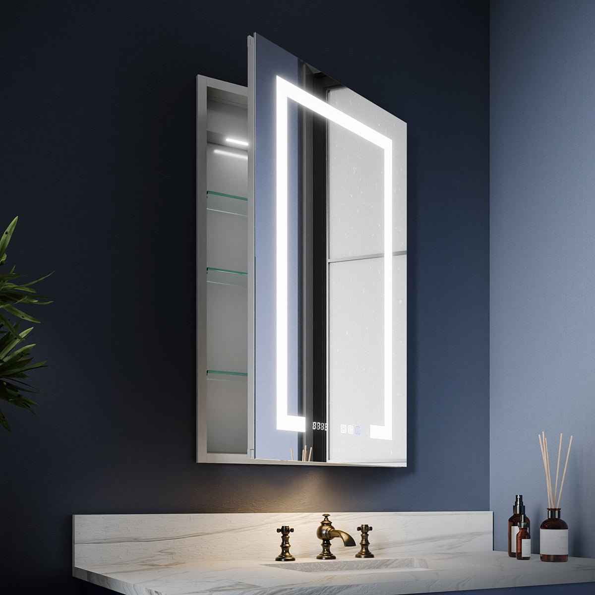 Bathroom Medicine Cabinets with Mirrors and Lights 20" W x 32" H LED ...