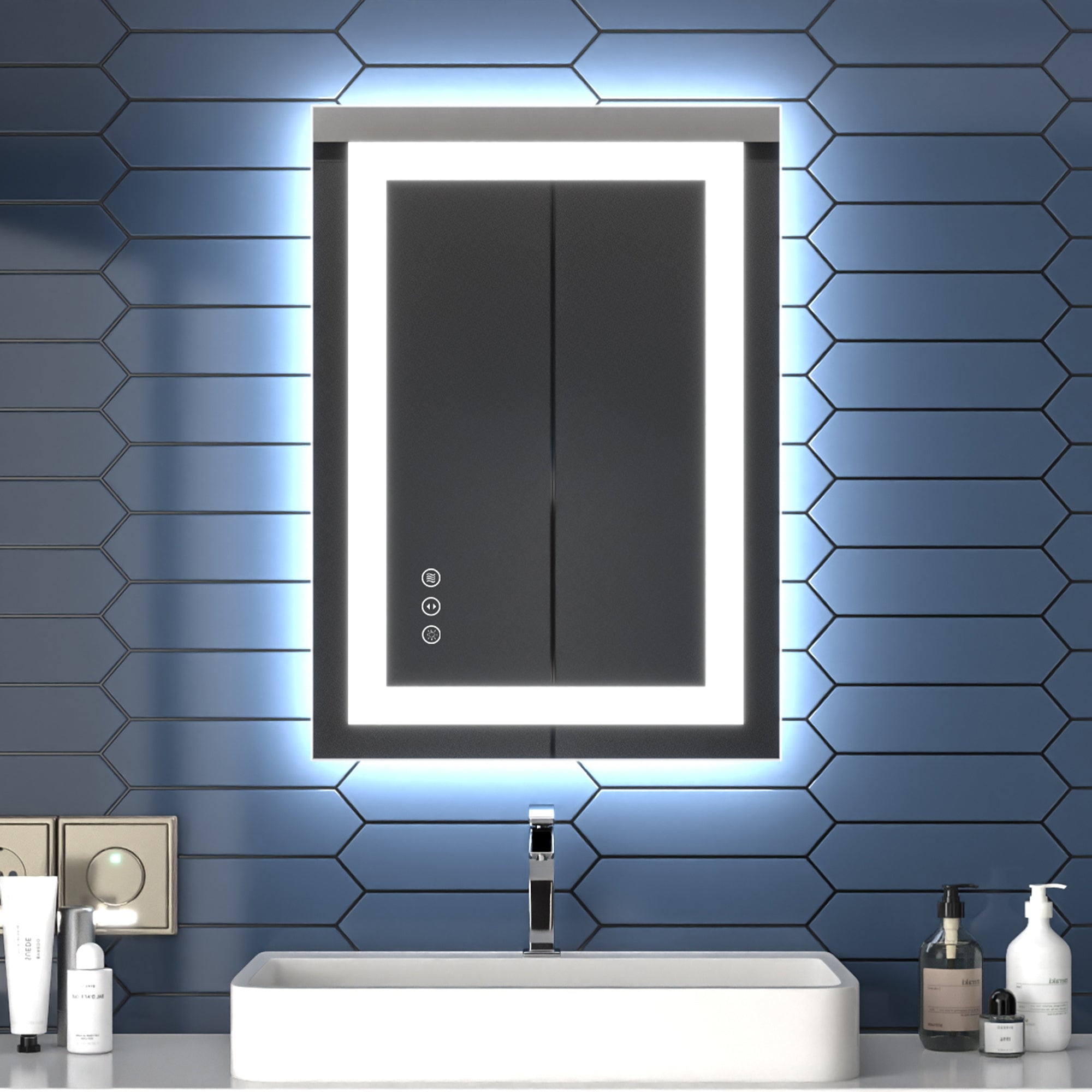 20" x 28" LED Bathroom Light Mirror - Anti Fog Shower Mirror, Dimmable ...