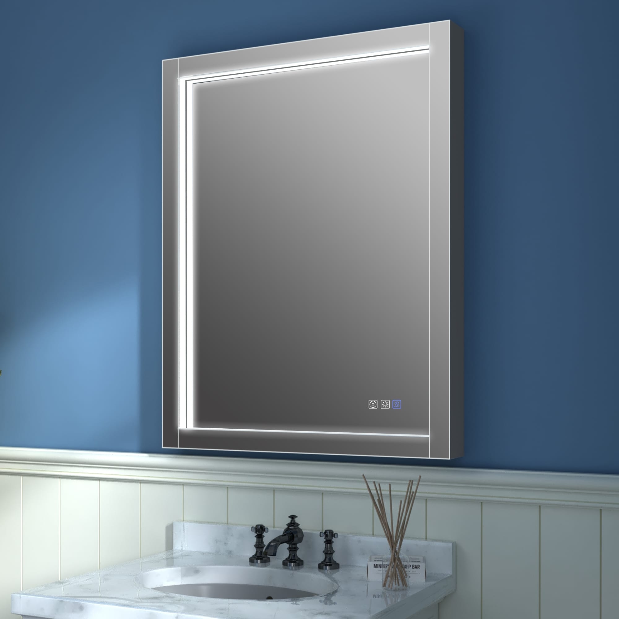 ExBrite LED Lighted Bathroom Mirror with Defog and Stepless Dimming 28 ...