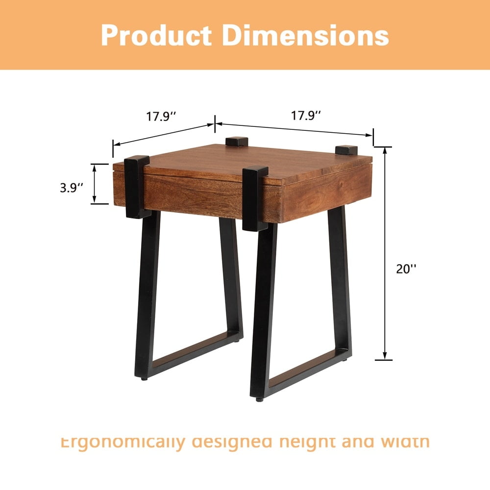 ExBrite Solid Wood End Table Metal Legs Side Invaild -- Side Tables ...