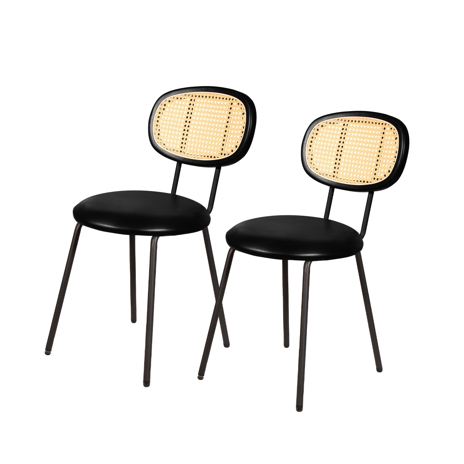 ExOffice Modern Dining Chairs,Rattan Cane Back Side Chairs with Faux ...