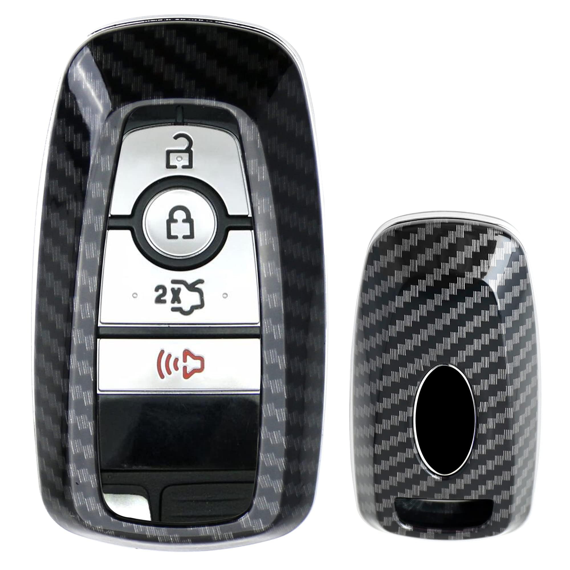 Exact Fit Black Glossy Carbon Fiber Finish Key Fob Shell For Ford 2018 ...