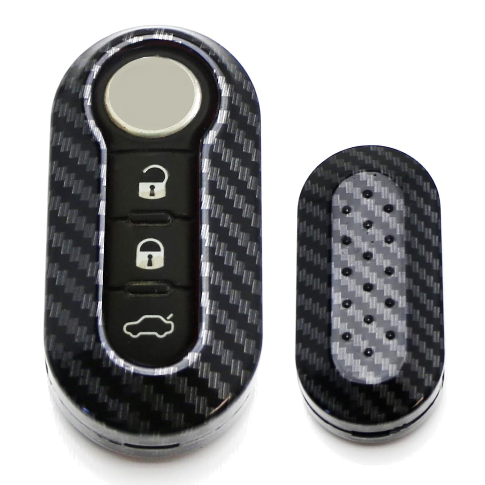 Exact Fit Glossy Black Carbon Fiber Finish Smart Remote Key Fob Shell ...