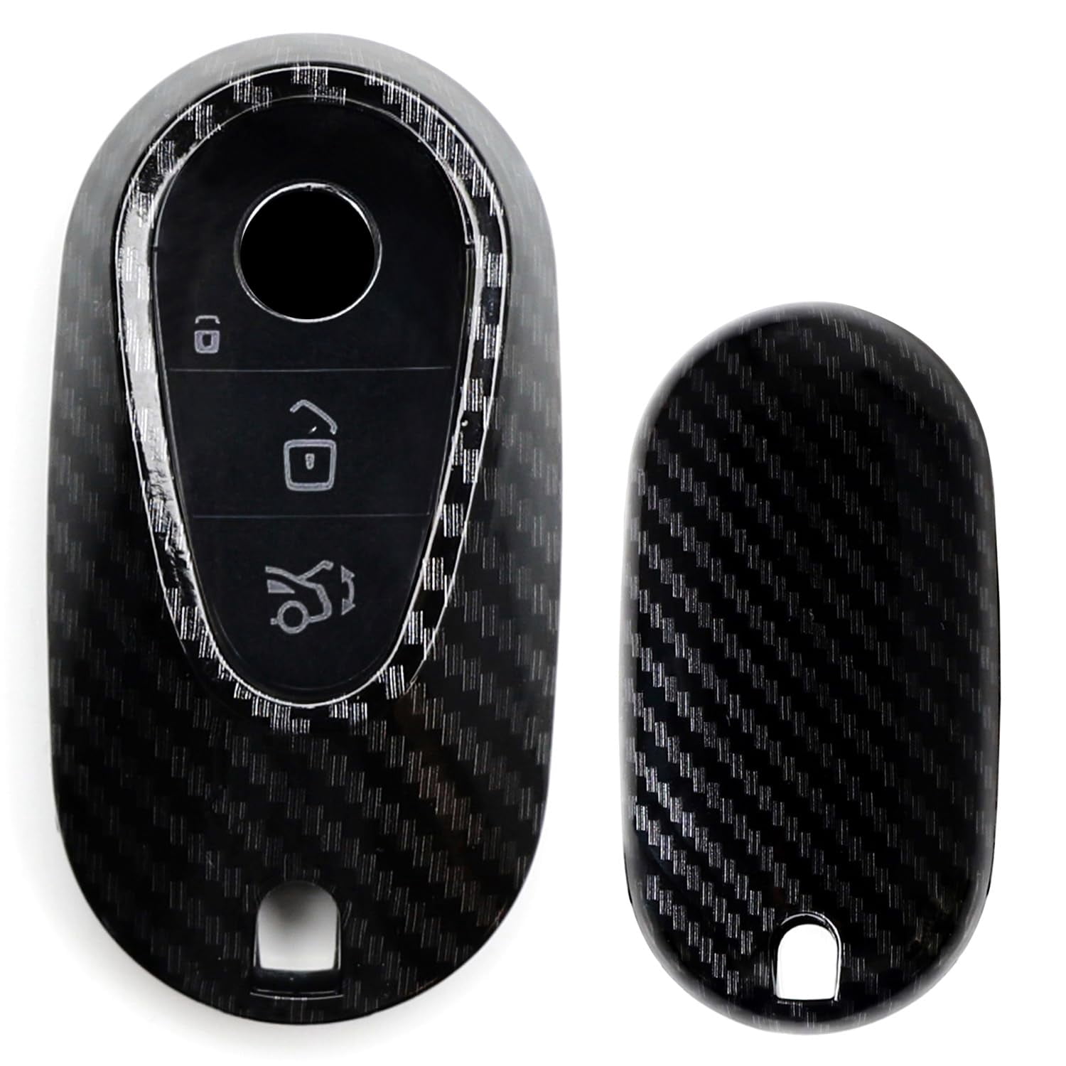 Exact Fit Glossy Metallic Black Carbon Fiber Pattern Smart Remote Key ...