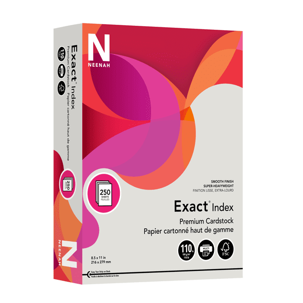 Neenah Paper Exact Index Card Stock 110 lbs. 8-1/2 x 11 Gray 250 Sheets ...