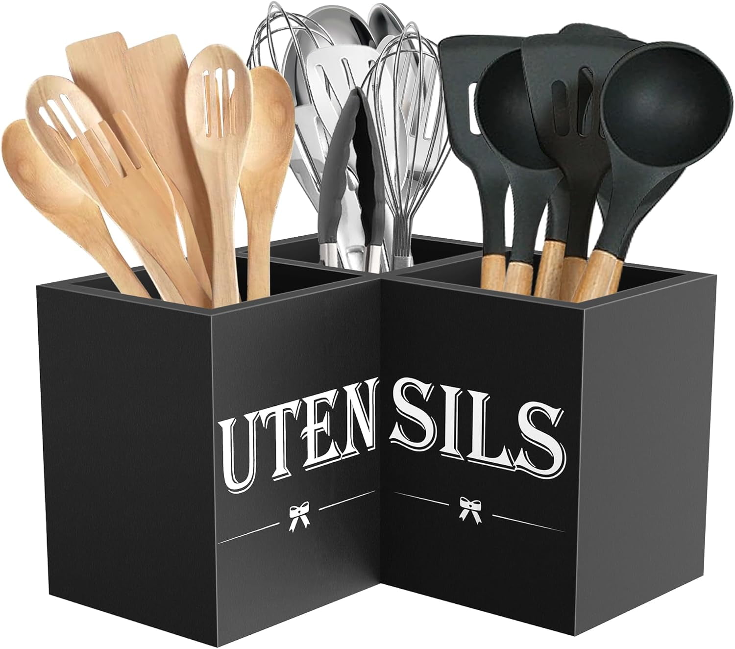 Exact Large Kitchen Utensils Holder with 3 Compartments,Corner Utensil ...