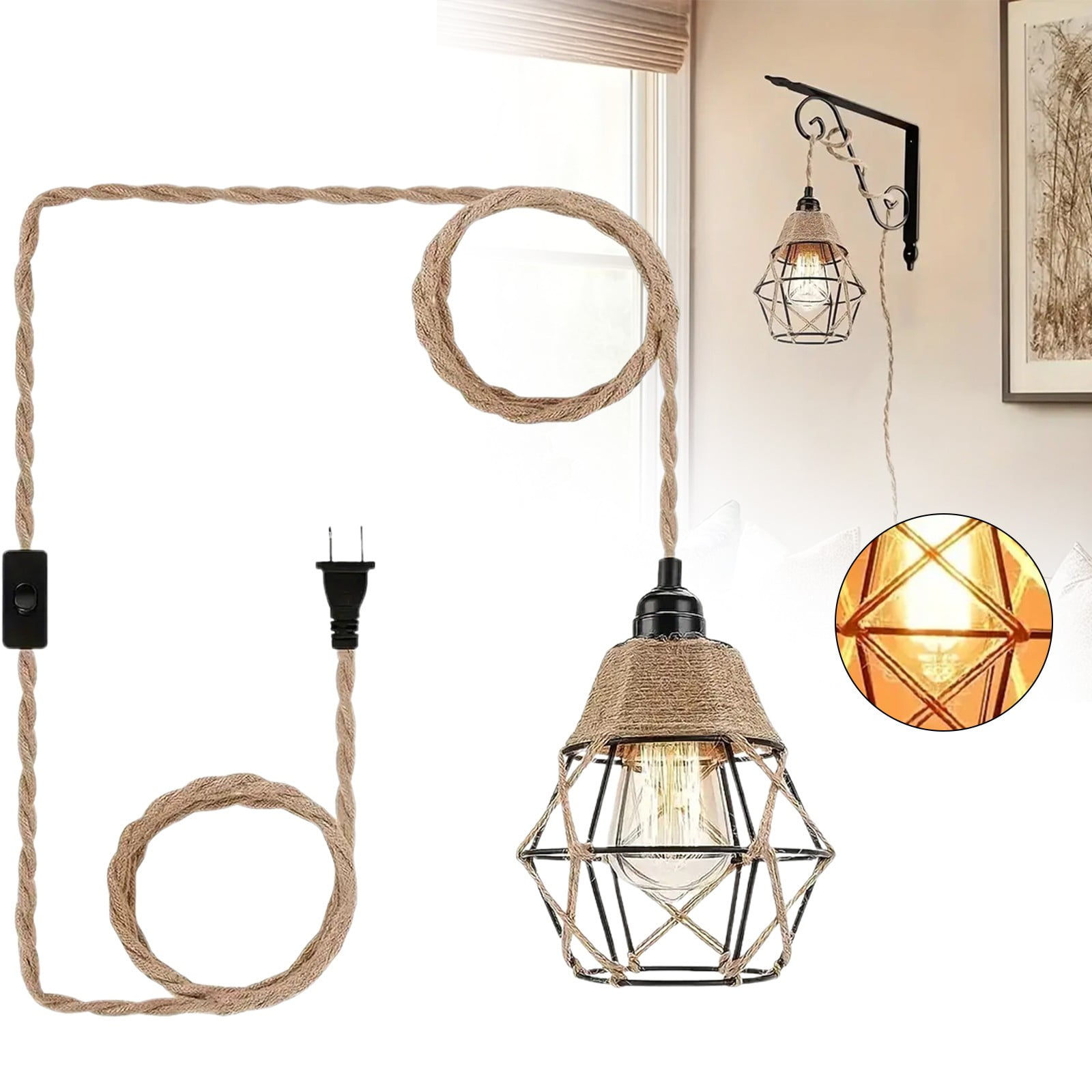 ExactEdge Garden Lamps Plug In Pendant Light Hanging Lights With Cotton ...