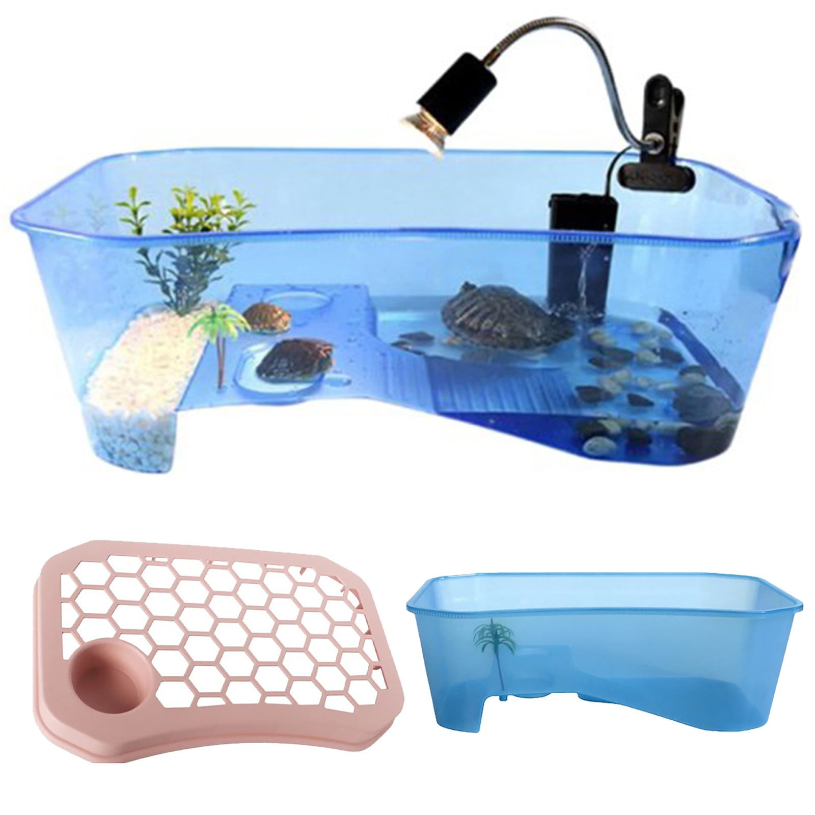 ExactEdge Water Sprinklers Turtle Tank With Lid Plastic Turtles Fish ...