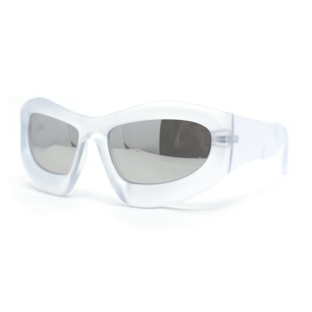 Exaggerated 90s Style Thick Bubble Frame Rectangle Curved Sport Plastic ...