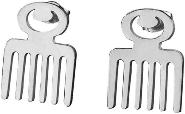 Exaggerated African Symbol Map Earrings Gold Stainless Steel Comb With ...