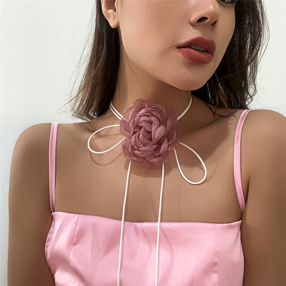 Exaggerated Elegant Big Rose Flower Clavicle Chain Necklace for Women ...
