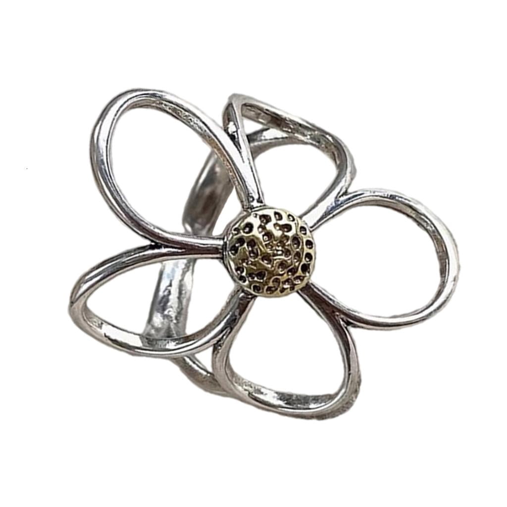 Exaggerated Flower Adjustable Rings Opening Rings Hollow Flower Metal ...