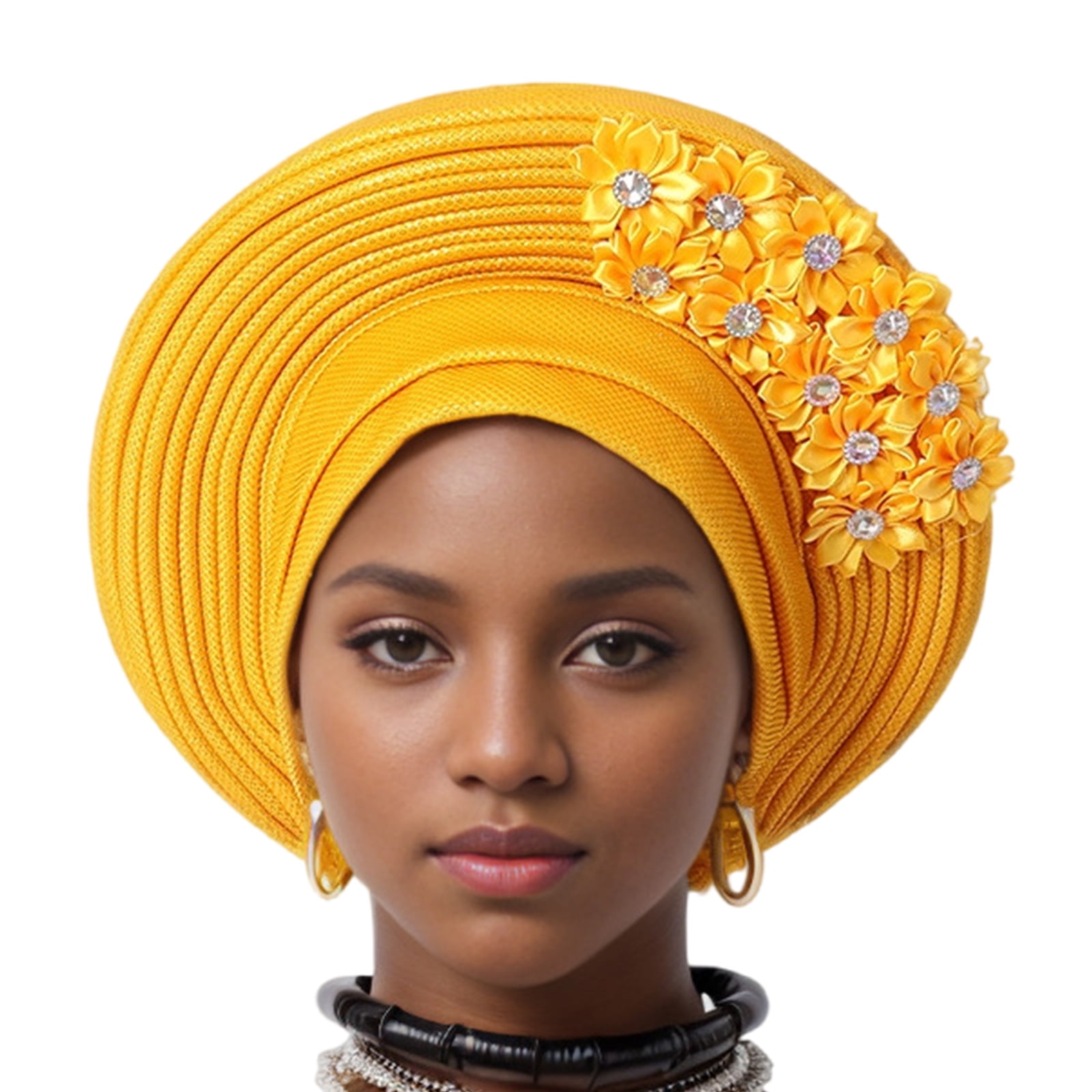 Exaggerated Flower Patched Turban Hat Multilayered Bonnet Hat ...