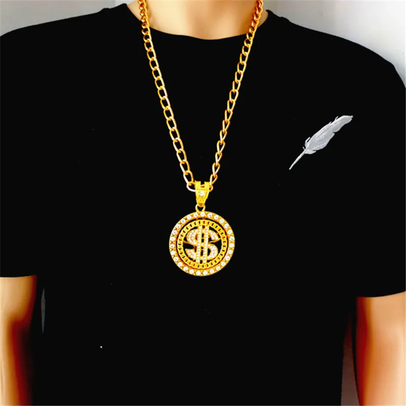 Exaggerated Gold Color Large Dollar Alloy Hip Hop Necklace for Men ...