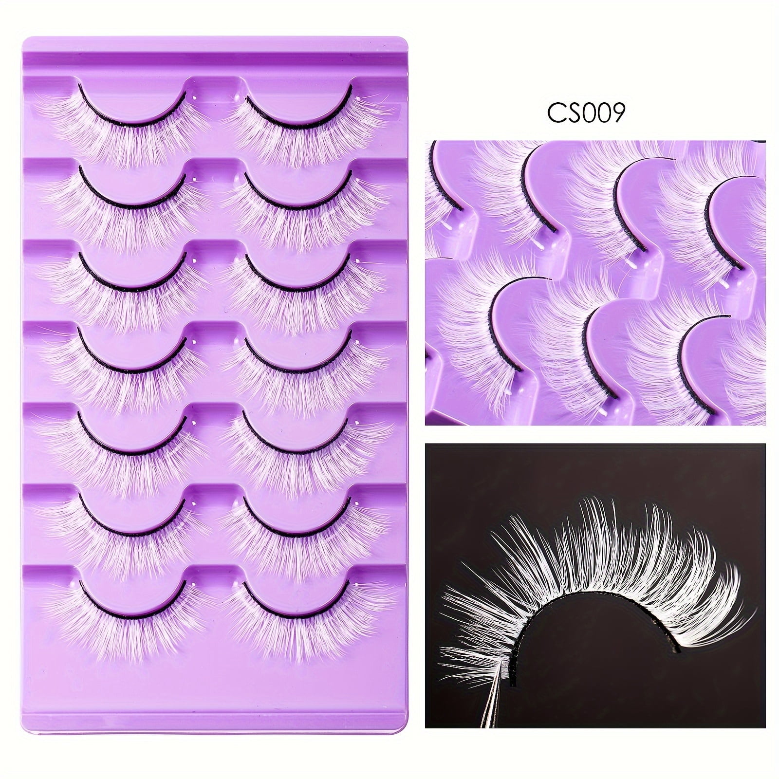 Exaggerated Holiday Style White Fake Eyelashes, Natural Long & Short ...