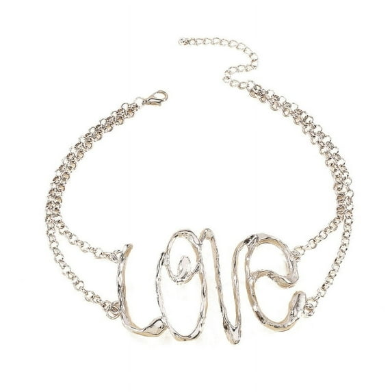 Exaggerated Retro Love-shape Letter Neck Chain Metal Texture Heavy ...