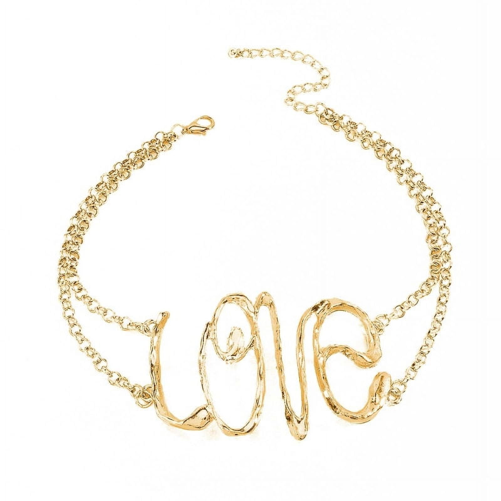 Exaggerated Retro Love-shape Letter Neck Chain Metal Texture Heavy ...
